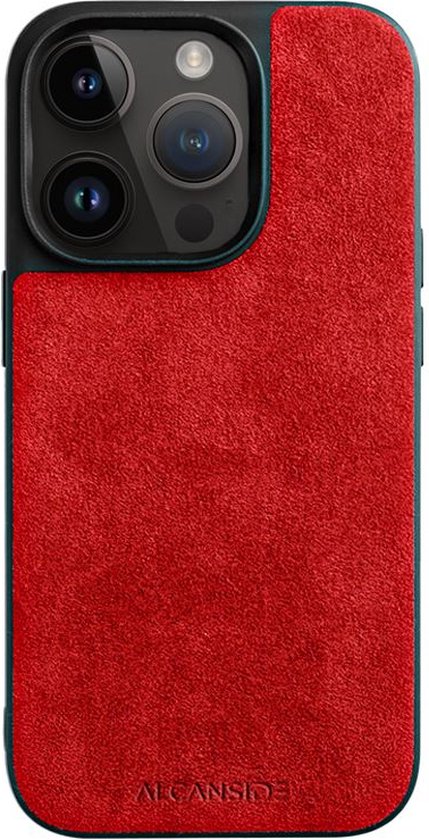 iPhone Alcantara Back Cover - Red iPhone 14 Pro | bol