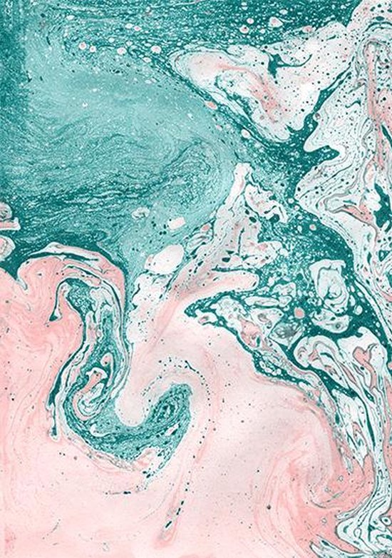 Turquoise Meets Pink Marble (50x70cm) - Wallified - Abstract - Poster ...