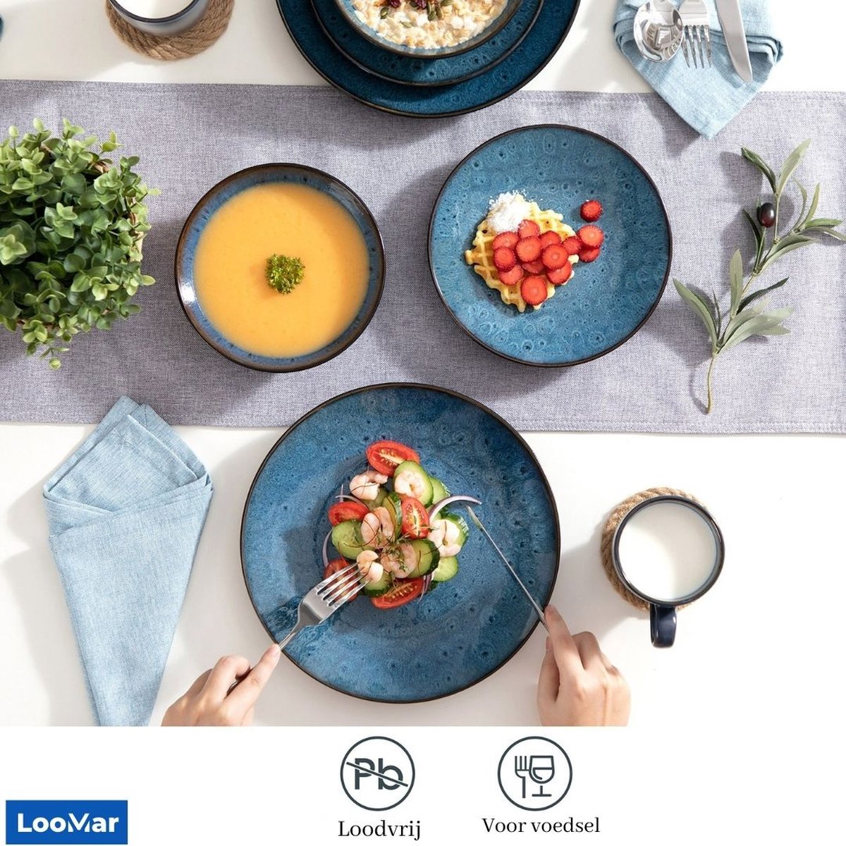 LooMar Serviesset – 32 delig – 8 persoons – Porselein - Luxe – Bruin ...