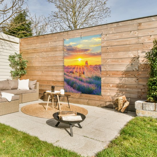 Tuinposter lavendel - Bloemen - Paars - Natuur - Avond - Zon ...