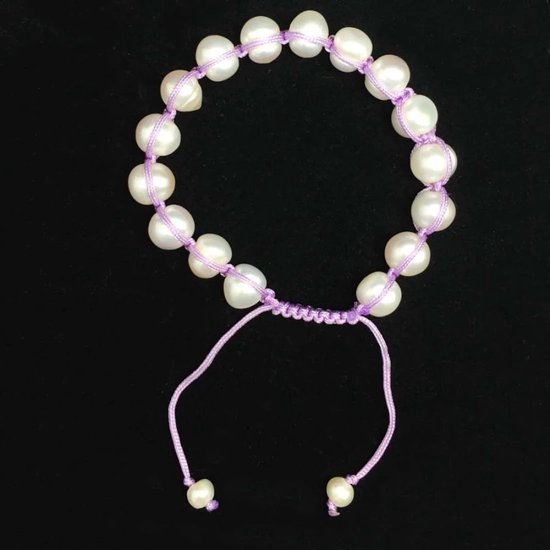 Mooijo Shamballa Zoetwaterparel armband violet | bol