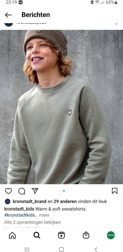 Lars Kids Organic/Recycled crew sweat - ZWART - 44780 | bol