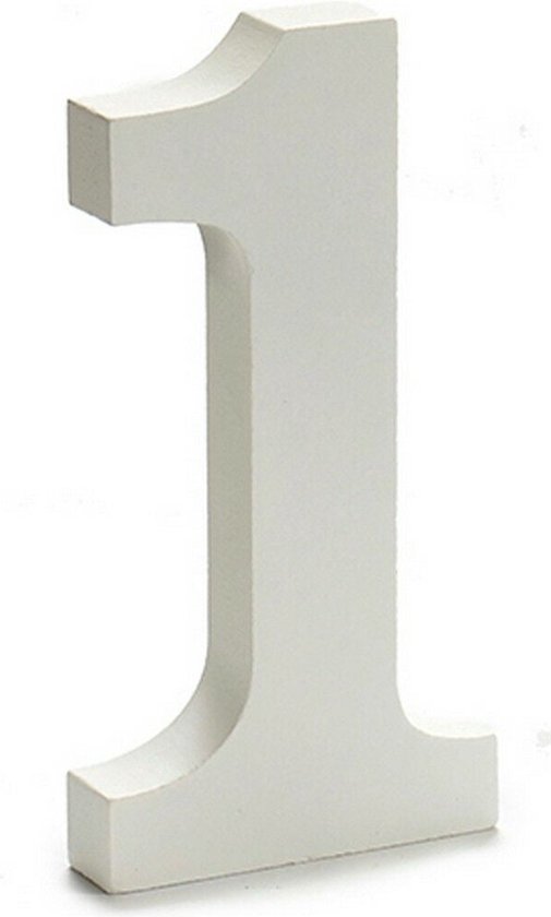 Cijfer 1 Hout Wit (1,8 x 21 x 17 cm) (12 Stuks) | bol.com