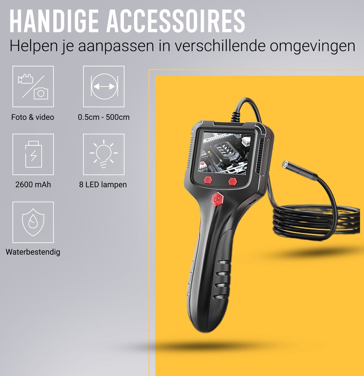 Webvision Inspectiecamera met scherm 10M – Endoscoop – Inspectie Camera ...