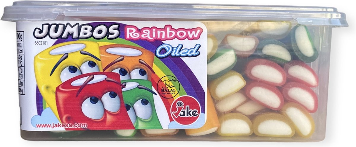 Jake Jumbos rainbow oiled 30 stuks - Snoep - Kabels - Cable - regenboog ...