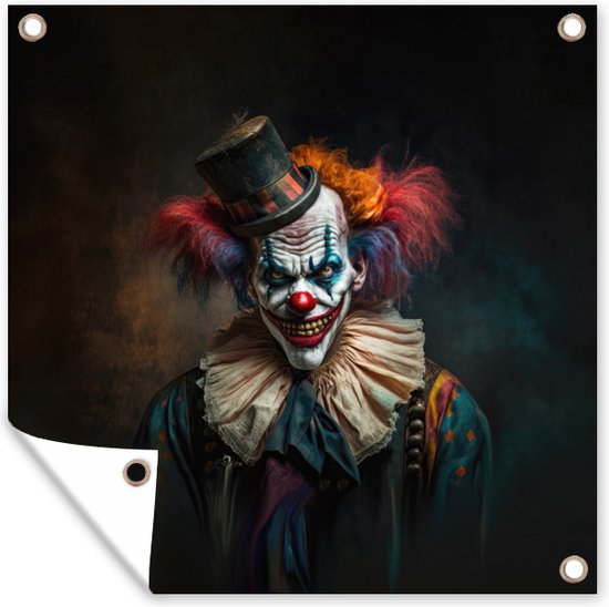 Tuindoek Clown - Hoed - Kraag - Portret - Killer clown - 100x100 cm | bol
