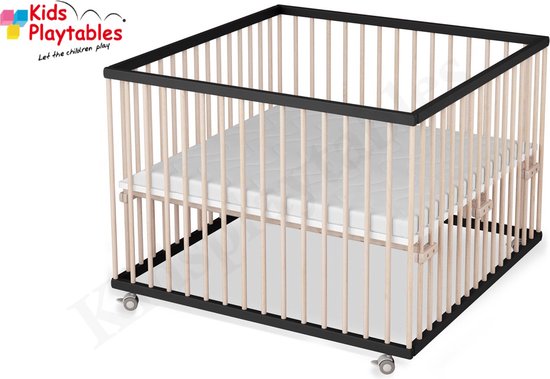 SÄMANN® Baby Box Premium 100x100 met matras Zwart-Naturel en in hoogte ...