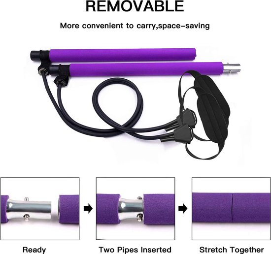 Pilates Bar Kit, Met Resistance Band, Draagbare Yoga Rod, Met Foot Loop ...