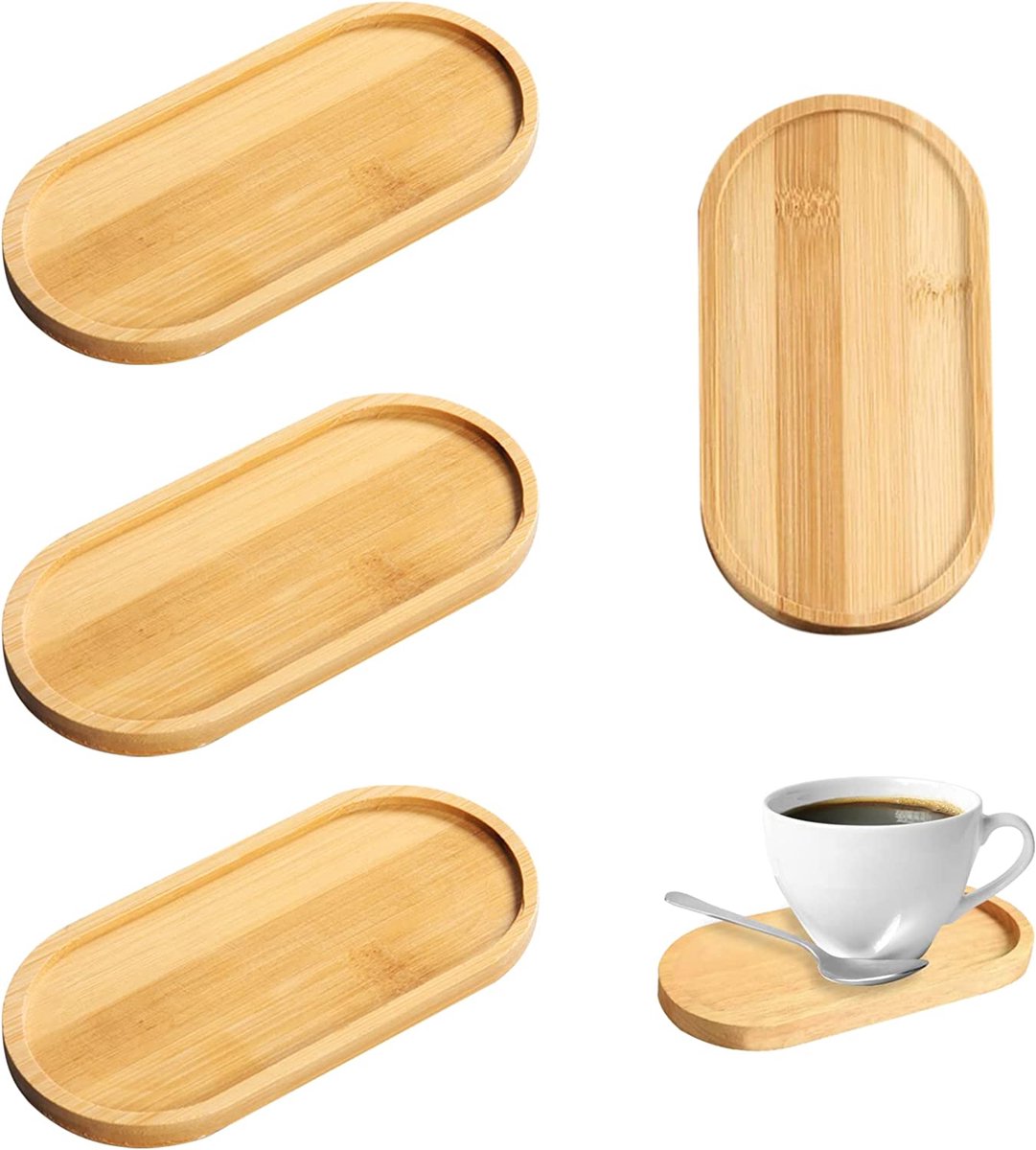 4 stuks dienblad houten dienblad bamboe dienblad hout ovale houten ...