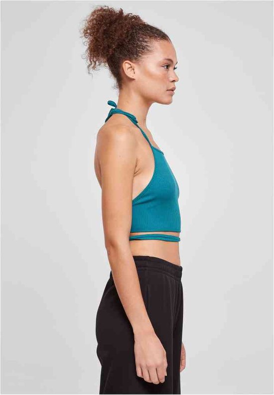 Urban Classics - Rib Trapeze Crop top - XXL - Blauw | bol.com
