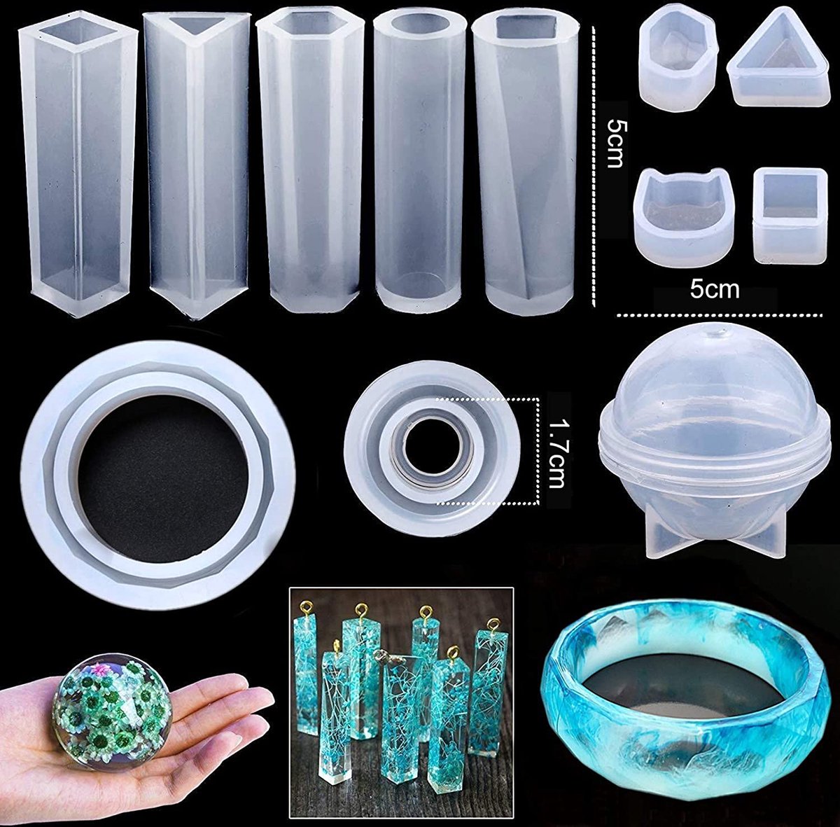 151 stuks epoxyhars mallen siliconen mal set, Lre Co. DIY hars gieten ...