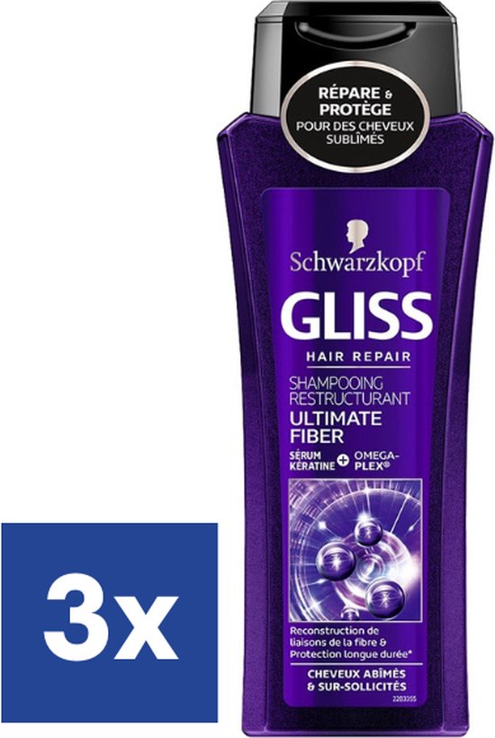 Schwarzkopf Gliss Kur Ultimate Fiber Shampoo - 3 x 250 ml | bol