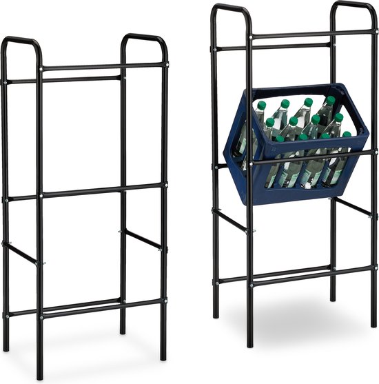 Relaxdays 2x krattenrek voor 3 kratten - zwarte krattenstandaard ...