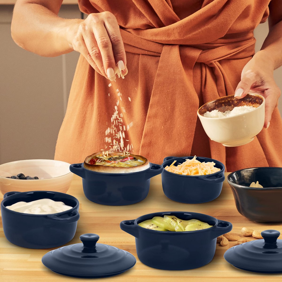 Belle Vous Mini-Keramische Stoofpot Oven Veilige Pannetjes met Deksel ...