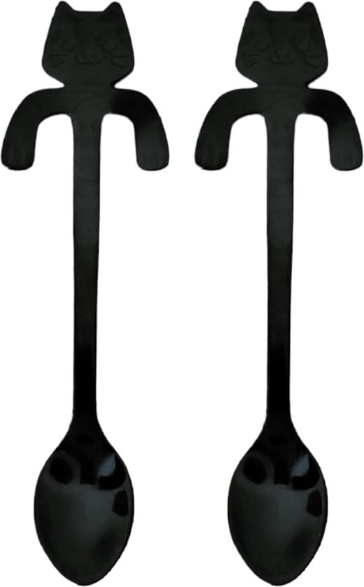 oDaani - Theelepel kat - Hangende kat - Theelepel zwart set van 2 stuks ...