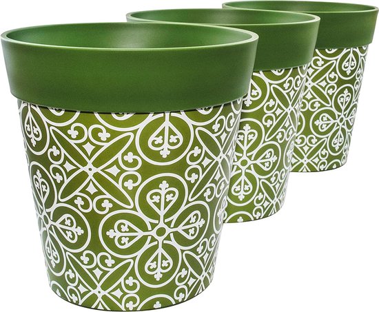 Bloempotten, 22 cm, set van 3, in verschillende kleuren en patronen ...