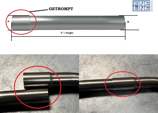 RVS RECHTE LENGTE 0,5 Meter - DIAMETER: 50MM - 2,0 inch | bol