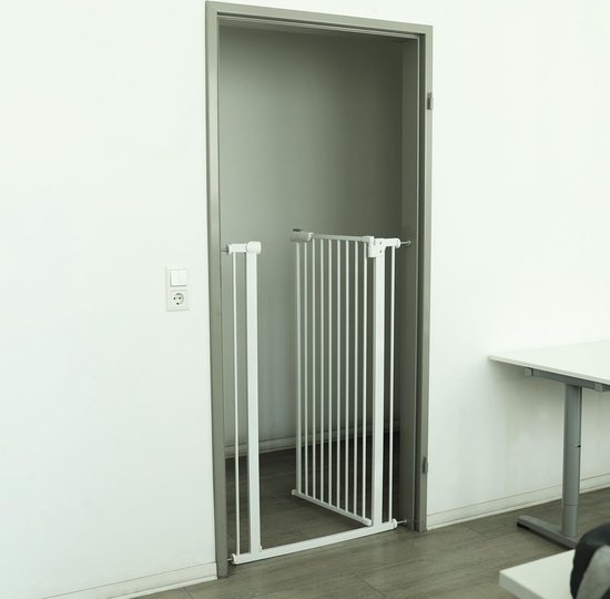 Traphekje klembevestiging - 72-86 x 120 cm - met vloerprofiel en y-adapter - wit | bol.com