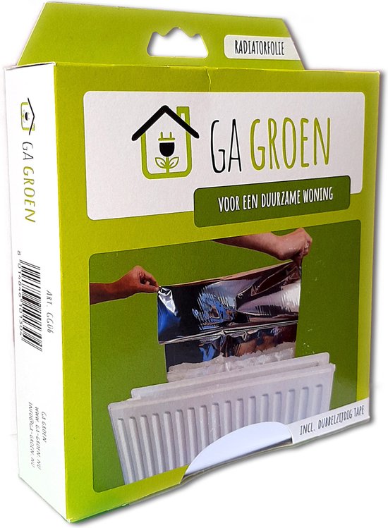 Radiatorfolie 5m x 50cm, inclusief dubbelzijdig tape - Achterop de ...
