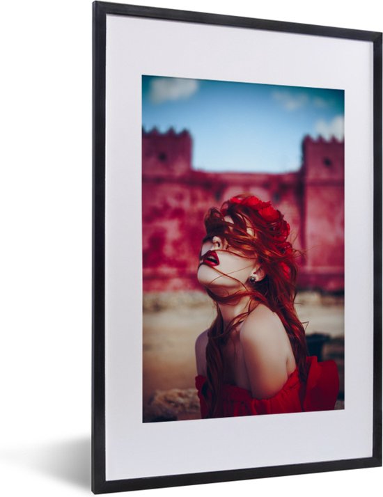 Fotolijst incl. Poster - Kasteel - Rood - Vrouw - Portret - 40x60 cm ...