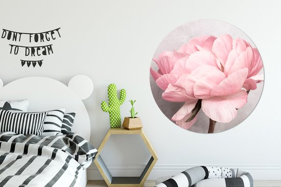 WallCircle - Muurstickers - Behangcirkel - Bloemen - Roze - Natuur - Plant - ⌀ 120 cm... | bol