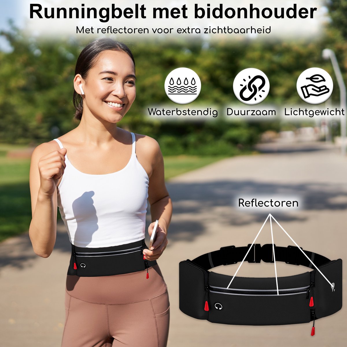 Hikr® Running Belt met Bidonhouder - Hardloopband - Lichtgewicht ...