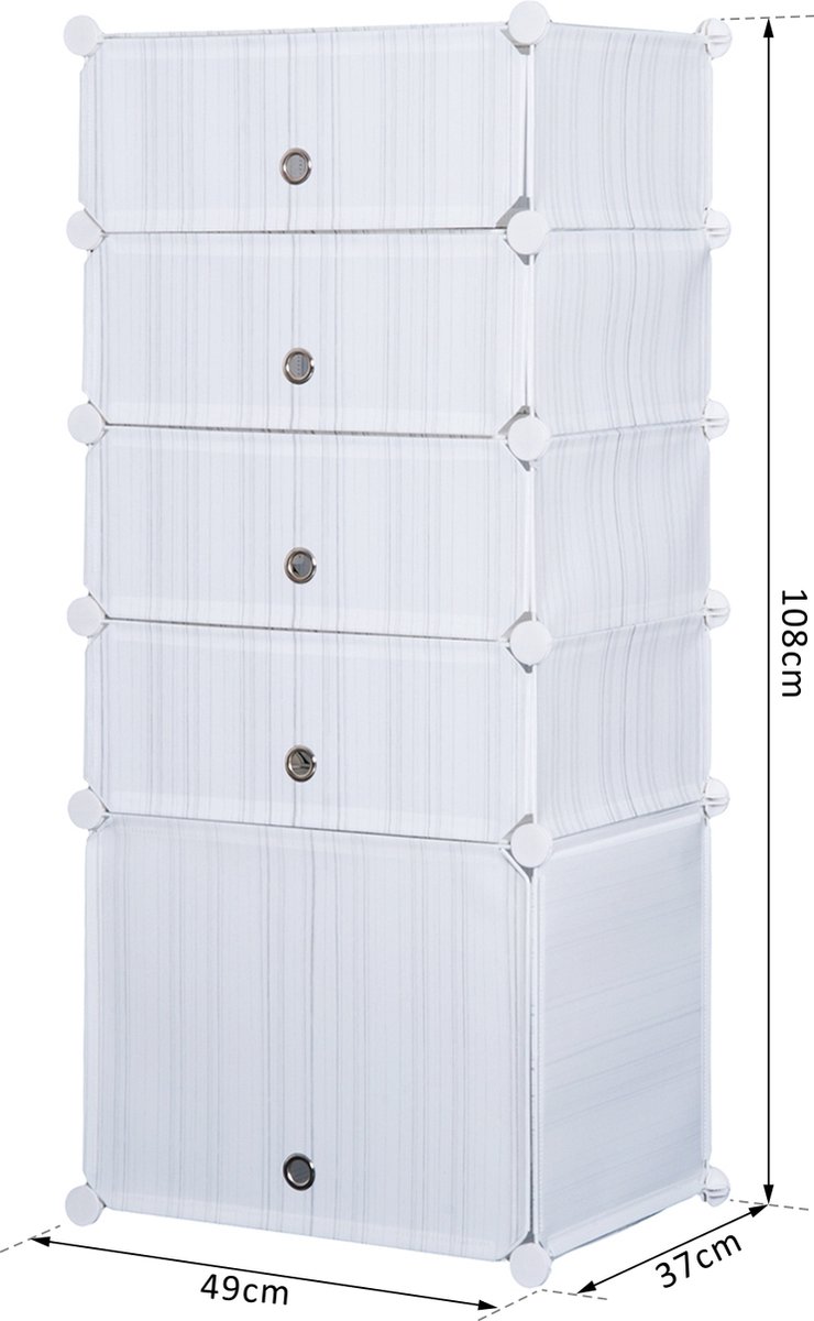 HOMCOM Rek met opbergboxen verstelbare kast wit grijs 831-177 | bol.com