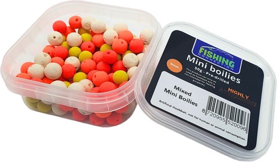 Mini Boilies (pre-drilled) 'Mix' 9mm - 50g - Method Feeder Aas/voer ...