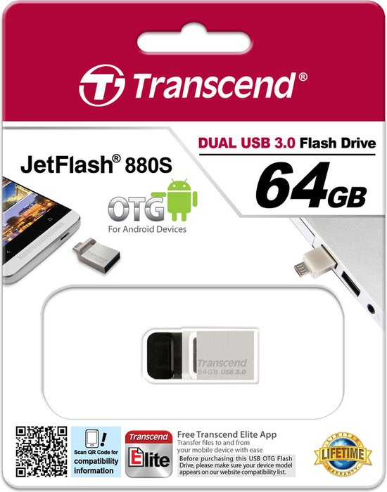 Transcend OTG JetFlash 880S - USB-stick - 64 GB | bol
