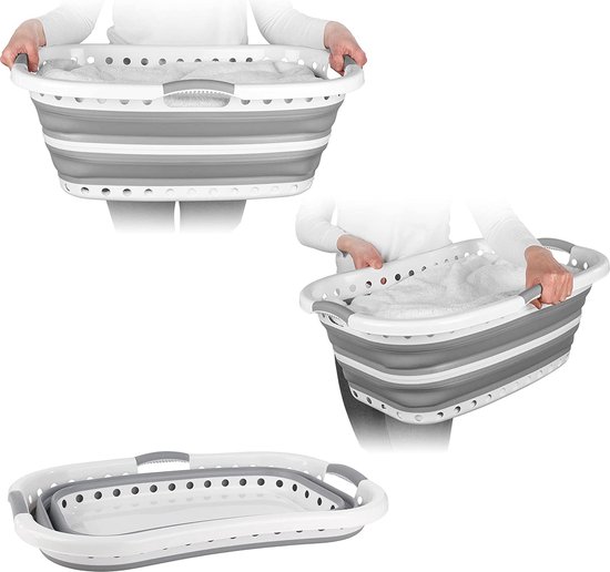 RESKO - Collapsible Hip Hugger Laundry Basket, Curved & Shaped To Fit ...