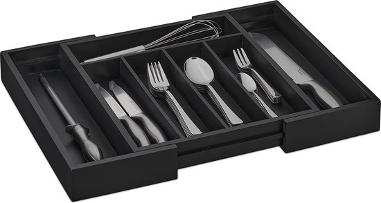 Bestekbak bamboe, uittrekbaar, 7 vakken, Bestek & keukengerei, HWD 5,5 ...