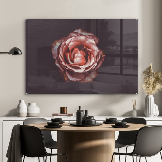 Peintures sur verre - Rose - Fleurs - Portrait - 120x80 cm - Peintures ...