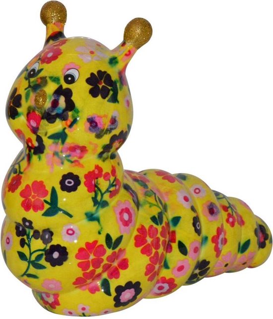 Pomme pidou Spaarpot Rups Gigi Geel met bloemen | bol.com