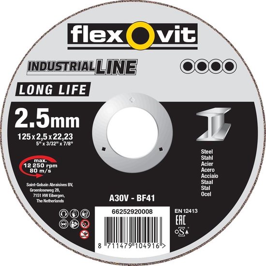 Flexovit Doorslijpschijf 230 A 30 V-BF41 EXTRA per 25 st | bol