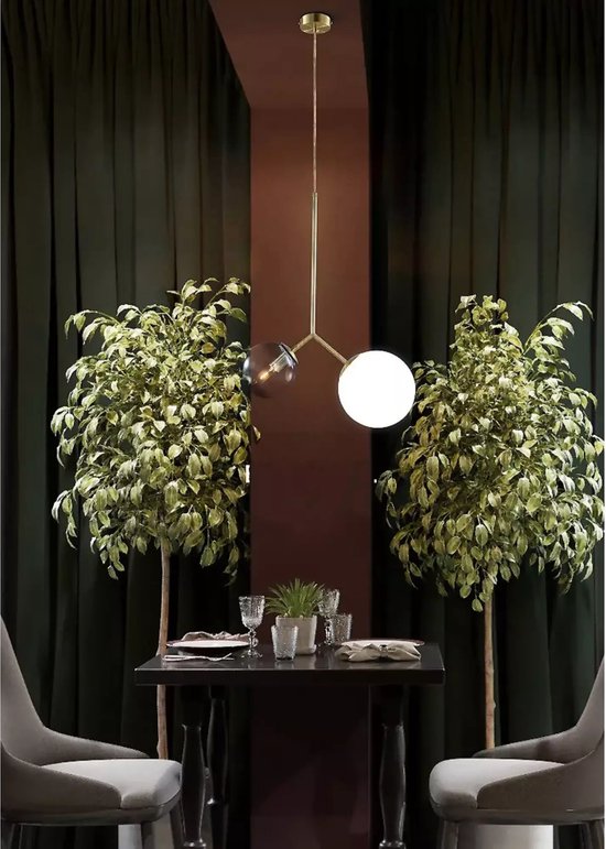 TooLight Hanglamp - 2 lichtpunten - goud - modern design - glas en ...