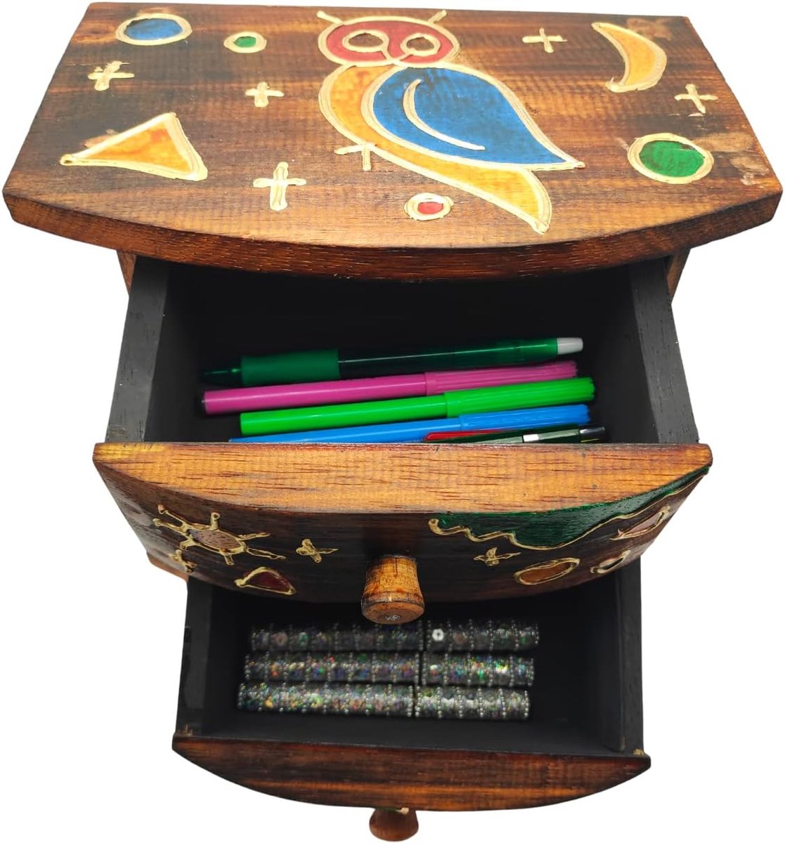 Mini Houten Ladekast Tafelblad 2 Lade Naaidoos Bureau Organizer Opslag ...