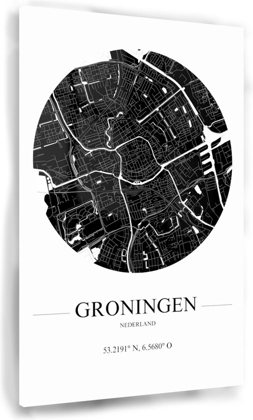 Kaart Groningen schilderij - Groningen glas schilderijen - Schilderij map Groningen -... | bol