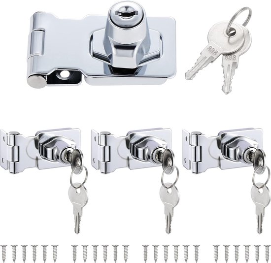 4 stuks metalen slot hasp, zinklegering deurbout vergrendeling gesp met ...