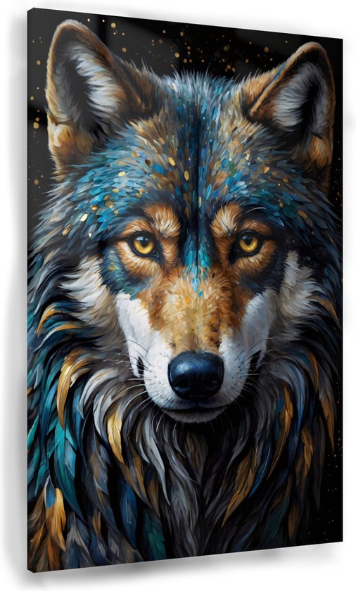 Wolf portret schilderij - Wilde dieren glas schilderij - Glasschilderij wolf -... | bol
