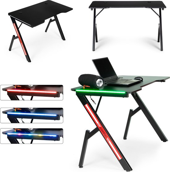 Modern Home gaming desk met RGB LED verlichting - game bureau - 120 x ...