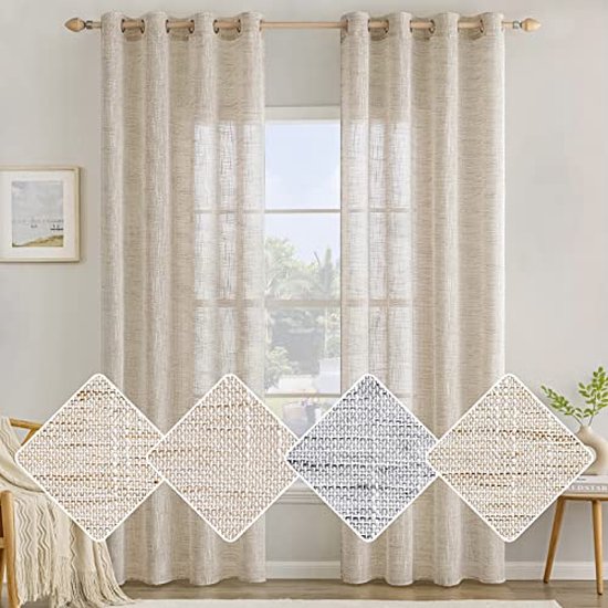 Gordijnen linnenlook met ogen voile linnen gordijn gordijn linnen ...