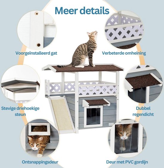 Kattenhuis voor Buiten van Hout - Kattenvilla - Kattenhok - Kattenhuis ...