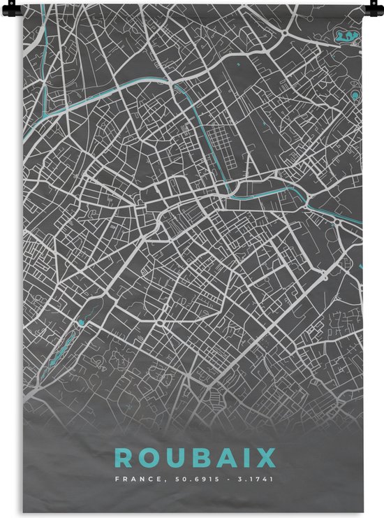 Wandkleed - Wanddoek - Roubaix - Frankrijk - Plattegrond - Stadskaart ...