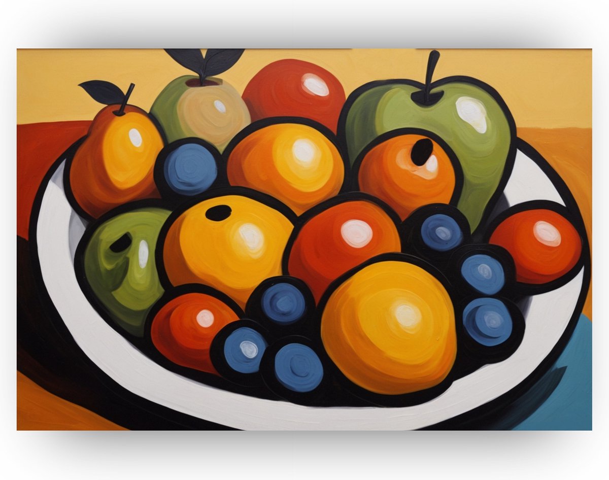 Schaal met fruit schilderij - Keuken wanddecoratie - Glasschilderijen ...