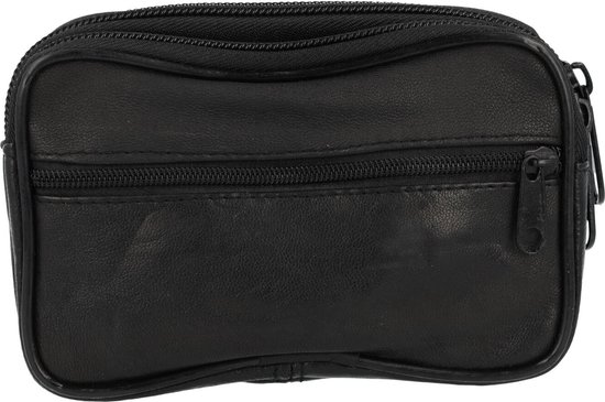 Heuptas Dubbele Rits 13cm Leder Zwart Riemtas Portemonnee Riem Heup Tas ...