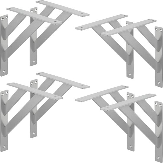 ML-Design 8 stuks plankdrager 240x240 mm, zilver, aluminium, zwevende ...
