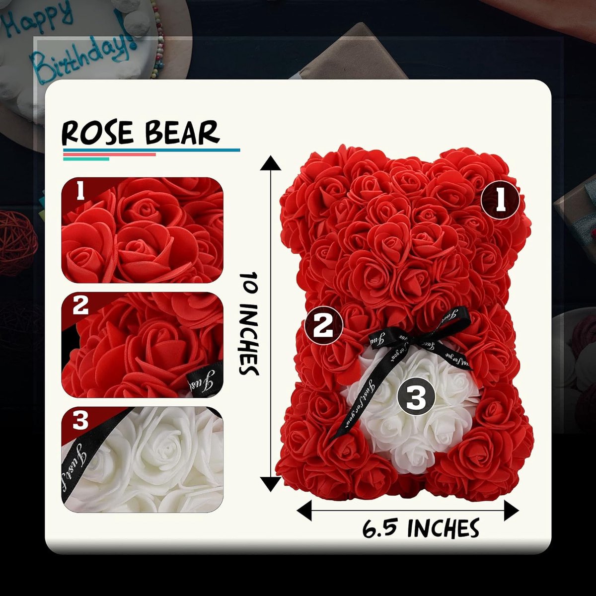 Luxe Rozenbeer - Rood - Rose Bear - Rose Teddy - Valentijn - Moederdag - Rozen Teddy Beer | bol