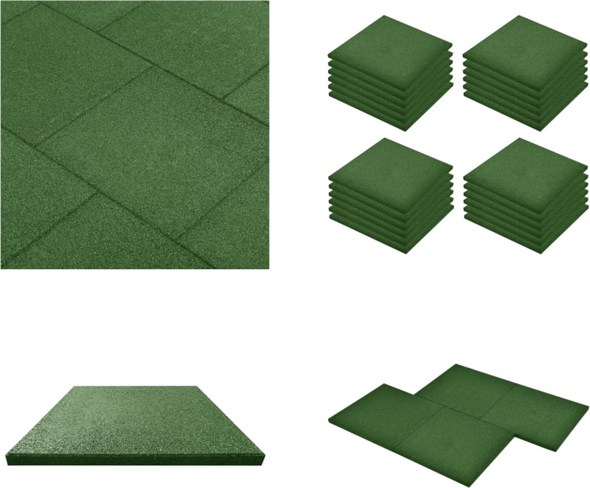 vidaXL Valtegels 24 st 50x50x3 cm rubber groen - Valmat - Valmatten ...