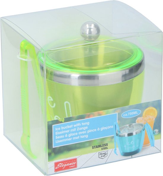IJsemmer inclusief tang - groen - met ijsblokjesvorm - met deksel ...