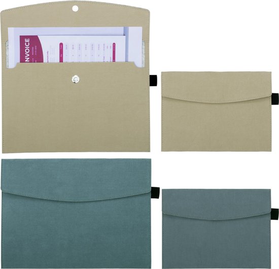 Belle Vous (4 Pak) Blauw/Beige Polyester Vezel Bestandsmappen ...